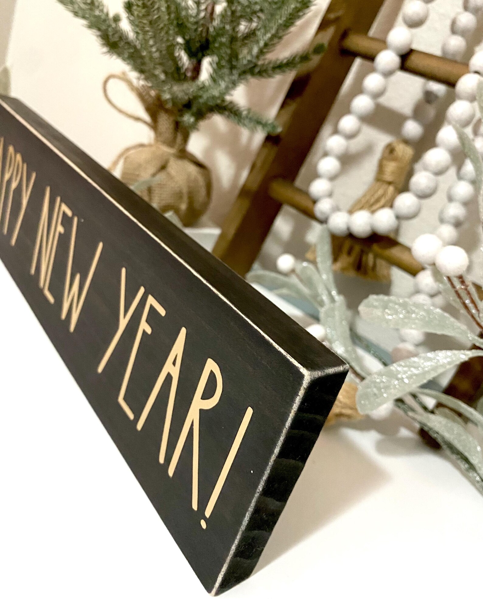 Happy New Year Sign, Wood New Year Sign, Winter Decor, Holiday Decor ...