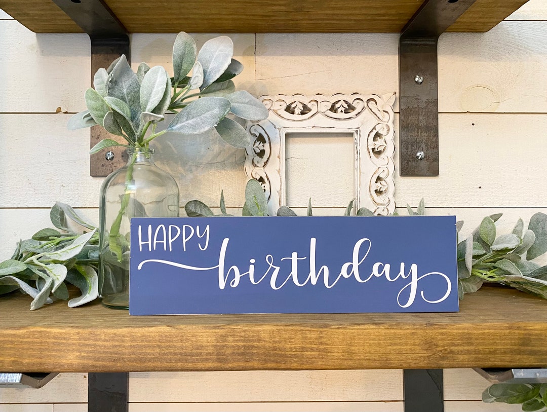 Happy Birthday Sign Wooden Birthday Sign Blue Birthday - Etsy