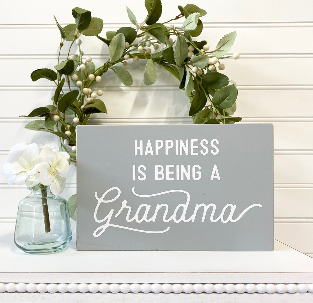 Happiness is Being a Grandma Wood Sign, Farmhouse Grandmother Sign ...