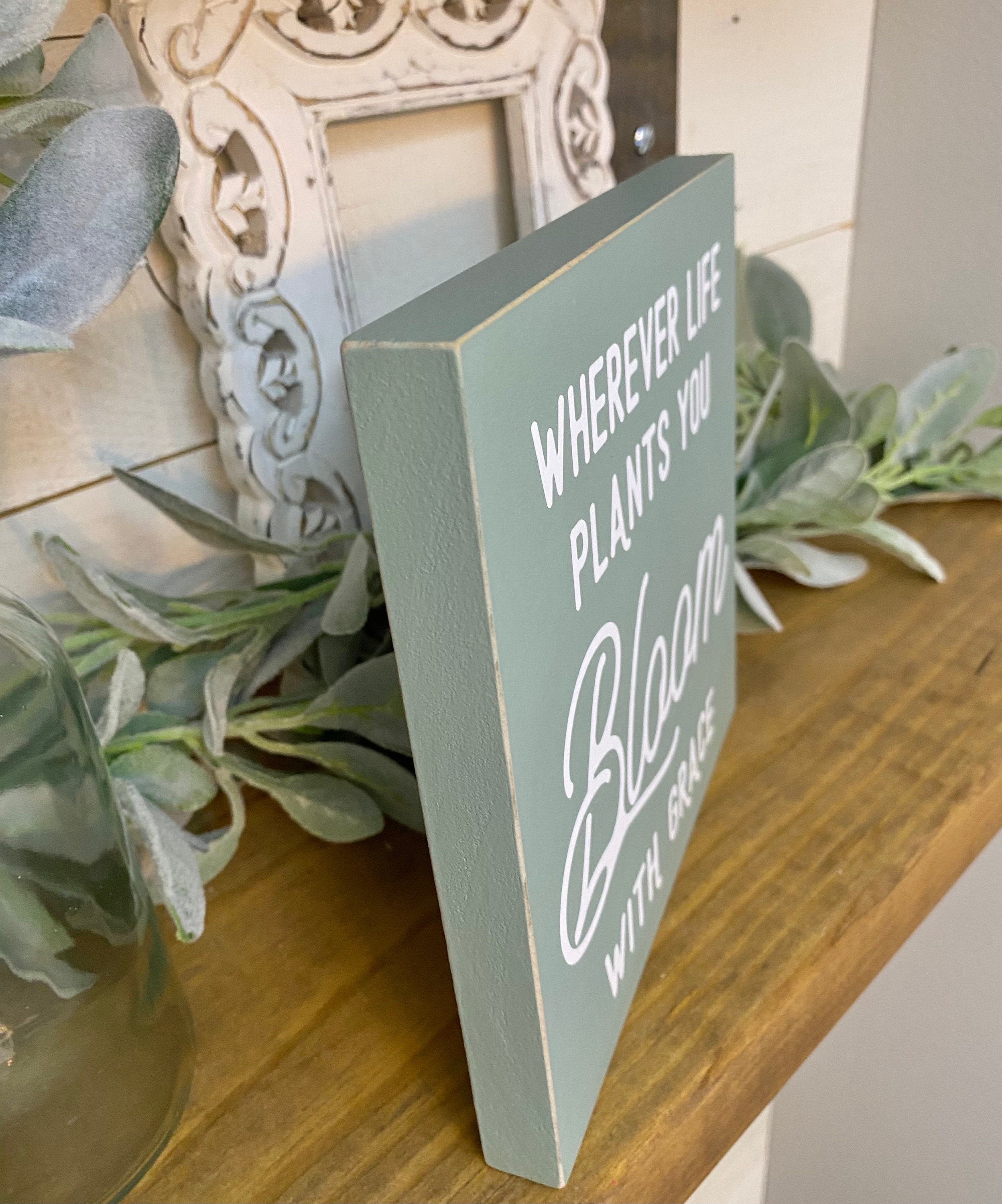 Bloom With Grace Sign Wooden Spring Sign Modern Farmhouse - Etsy