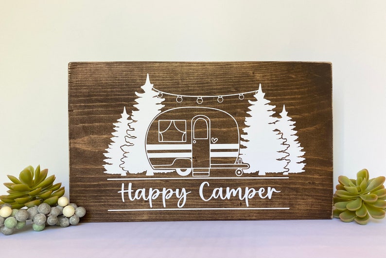Happy Camper Sign Camper Wood Sign Rustic Camping Sign - Etsy