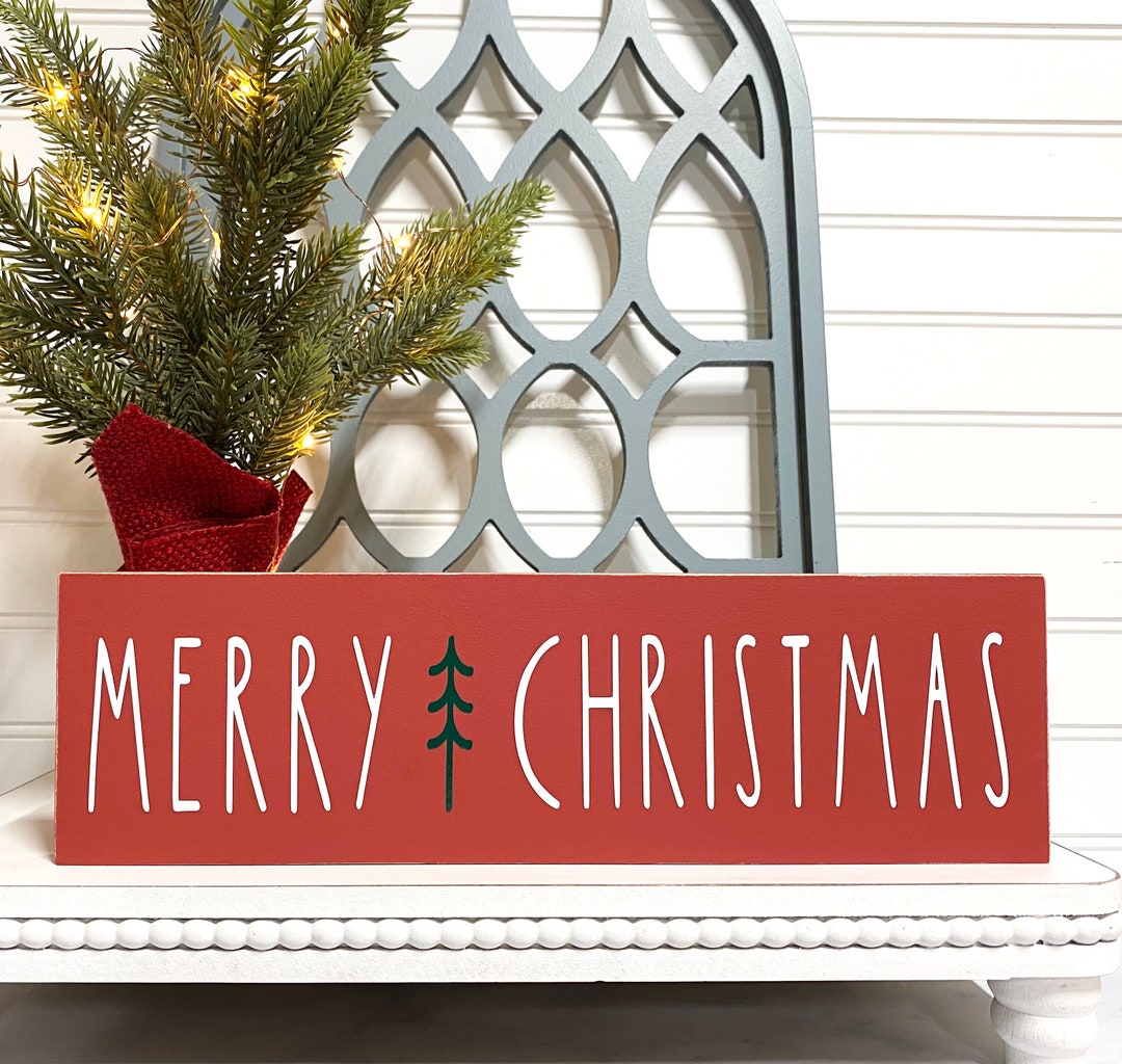 Merry Christmas Sign, Wood Christmas Sign, Red Christmas Sign, Merry ...