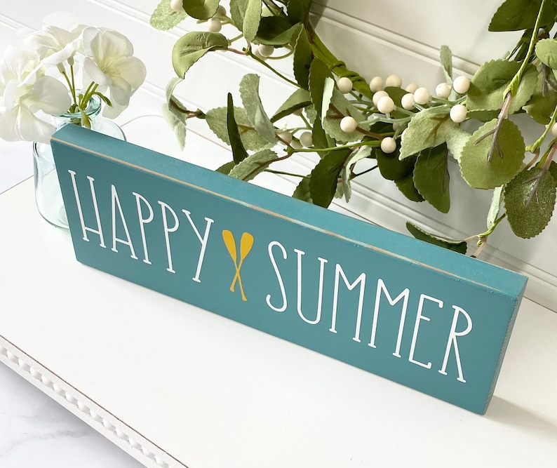 Happy Summer Wood Sign, Summer Sign, Shelf Sitter, Summertime Decor ...
