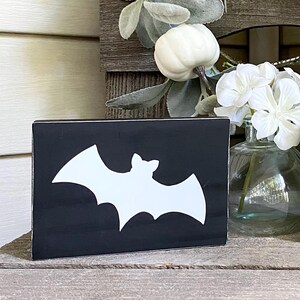 Haunted Forest Sign, Bat Wood Sign, Wood Halloween Decor, Mini ...