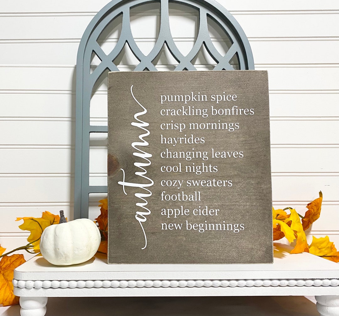Autumn List Sign, Fall Wood Sign, Farmhouse Fall Decor, Rustic Fall ...