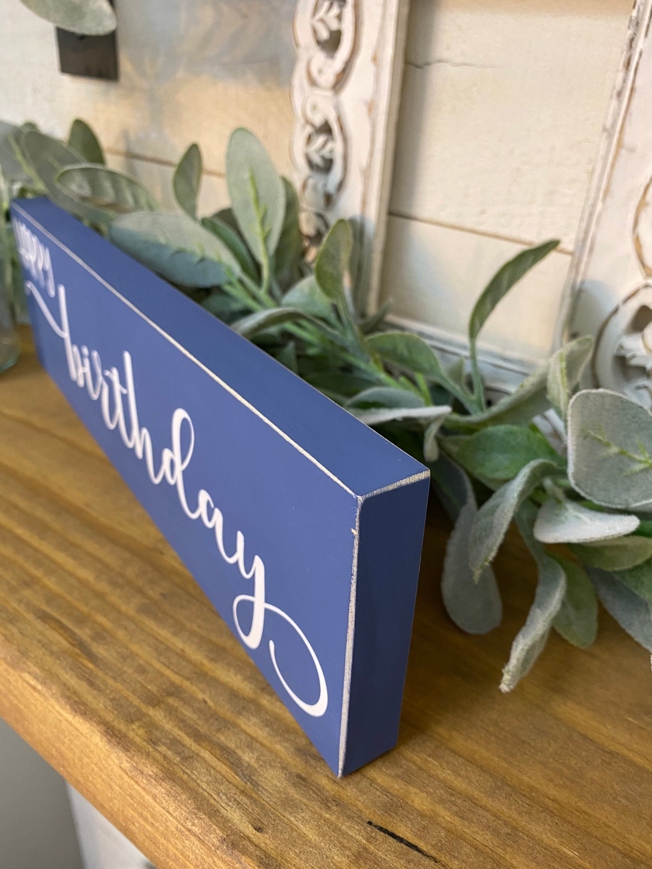 Happy Birthday Sign Wooden Birthday Sign Blue Birthday - Etsy