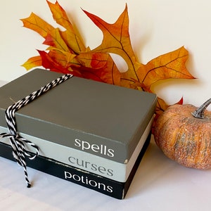 Halloween Wood Book Stack, Trick or Treat Books, Curses Potions Spells ...