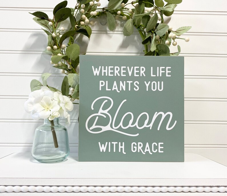 Bloom With Grace Sign, Wooden Spring Sign, Modern Farmhouse Decor ...