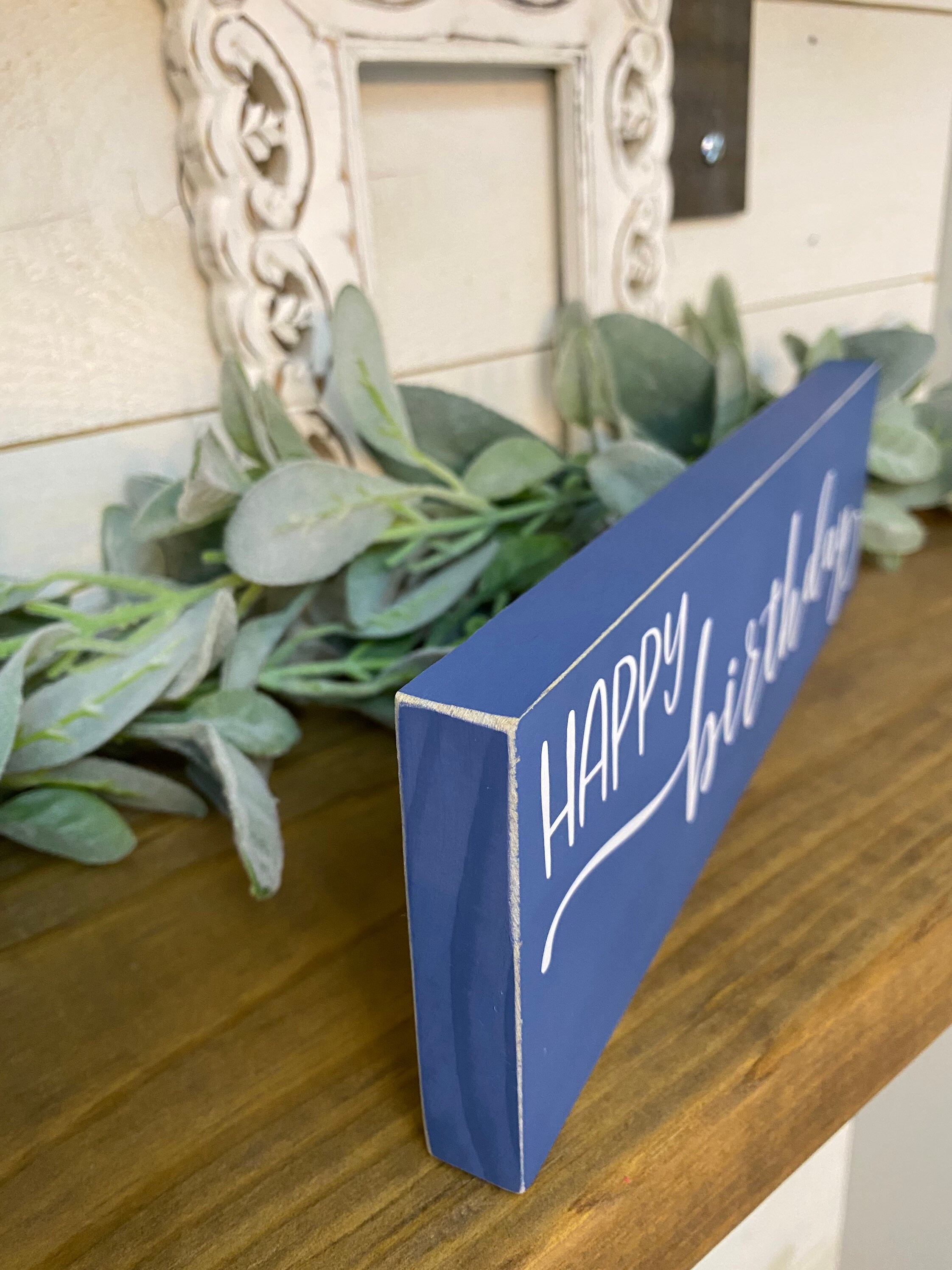 Happy Birthday Sign Wooden Birthday Sign Blue Birthday - Etsy