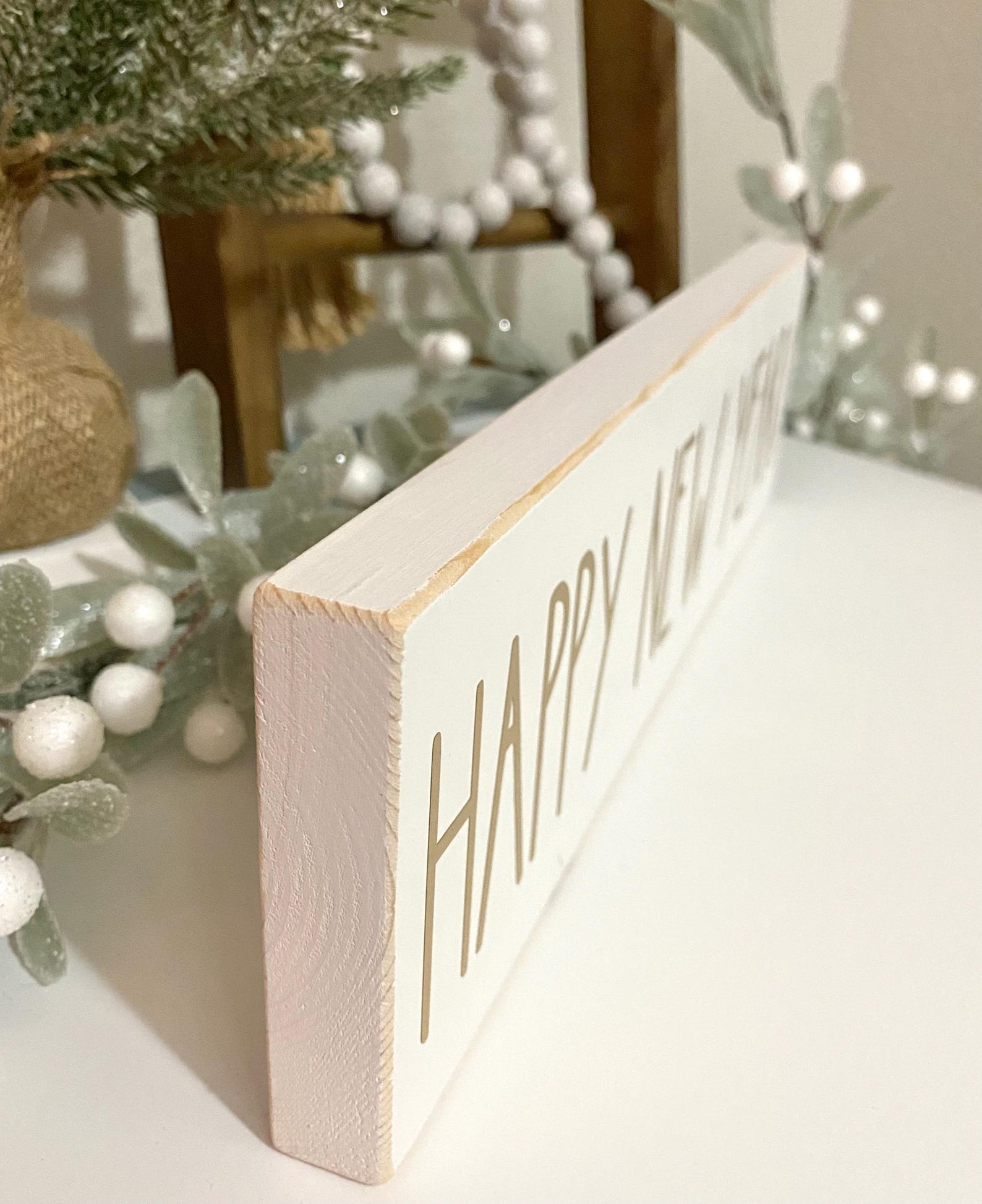 Happy New Year Sign, Wood New Year Sign, Winter Decor, Holiday Decor ...