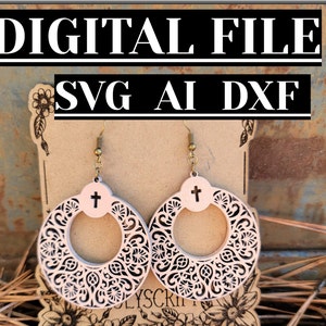 Hoop Earring Laser Cut File in SVG, AI, DXF, and Png. Digital File Only ...