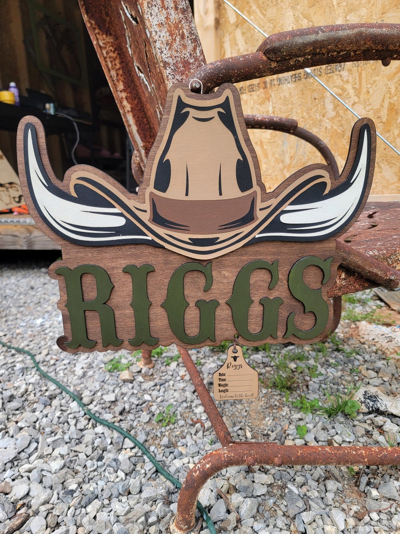 Hospital Door Hanger | Birth Stat Sign | Western Theme | Custom Made - Etsy