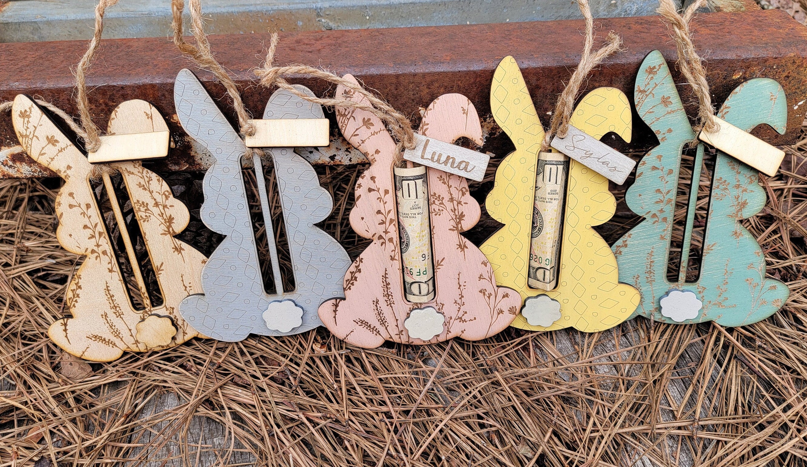 Custom Easter Bunny Money Holder Wood Creations Easter Basket Tag - Etsy