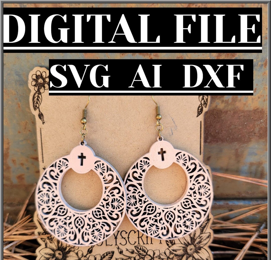 Hoop Earring Laser Cut File in SVG, AI, DXF, and Png. Digital File Only ...