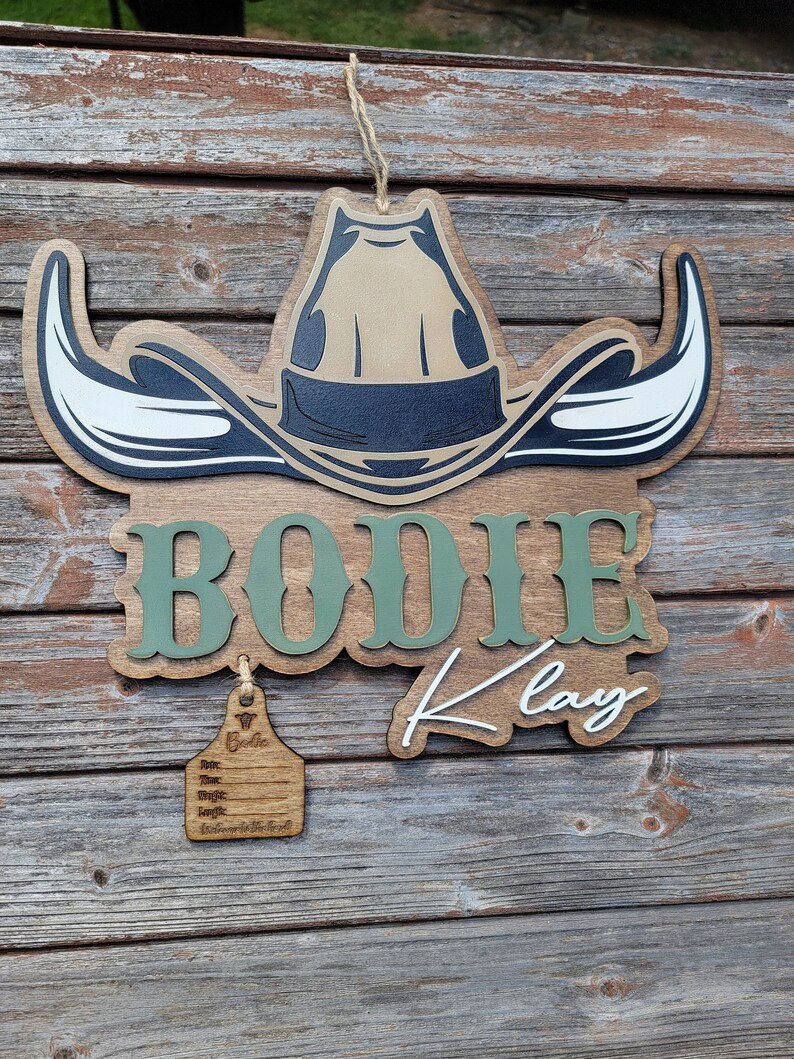 Hospital Door Hanger | Birth Stat Sign | Western Theme | Custom Made - Etsy