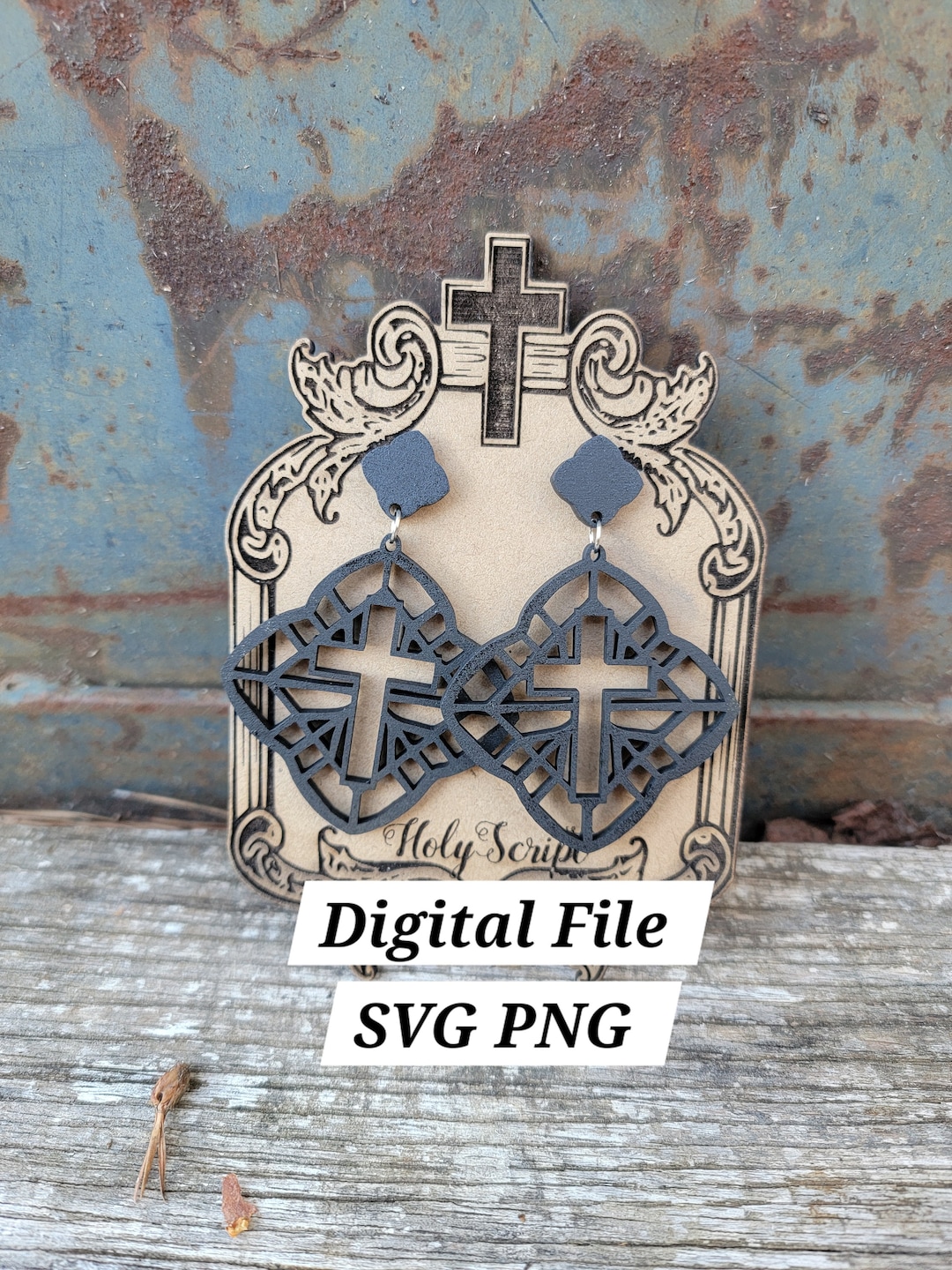Instant Download | SVG PNG | Diamond Shaped Cross Earring | Faith Based ...
