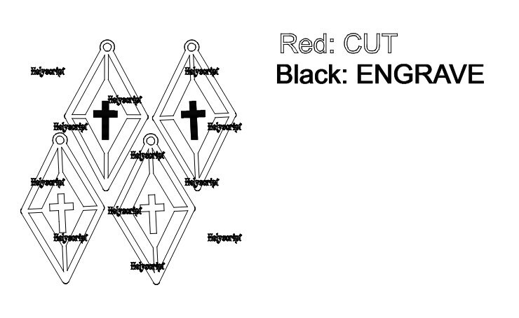 Digital File ONLY. Diamond Cut Cross Earrings Laser Cut File SVG, Dxf ...