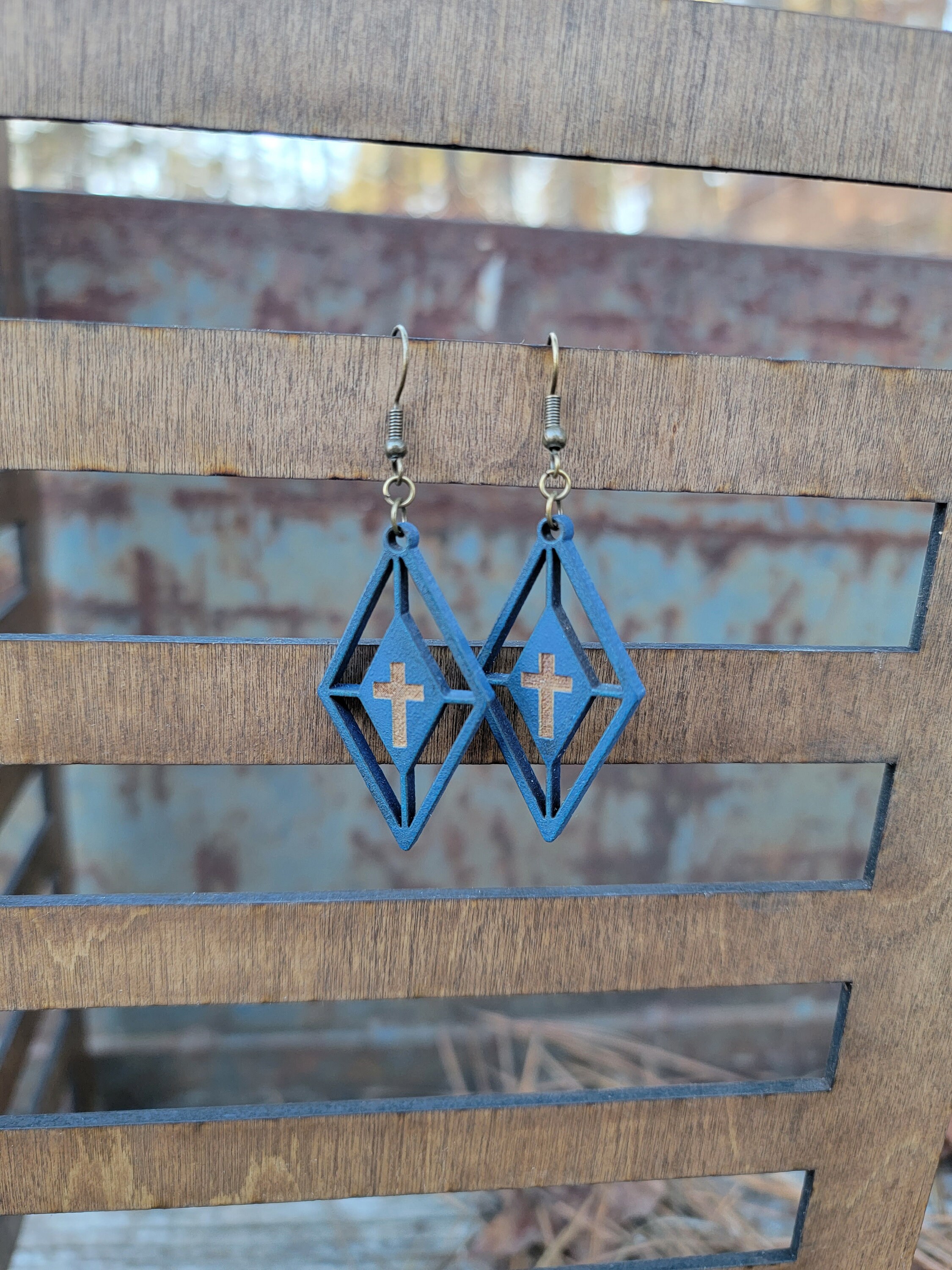 Digital File ONLY. Diamond Cut Cross Earrings Laser Cut File SVG, Dxf ...