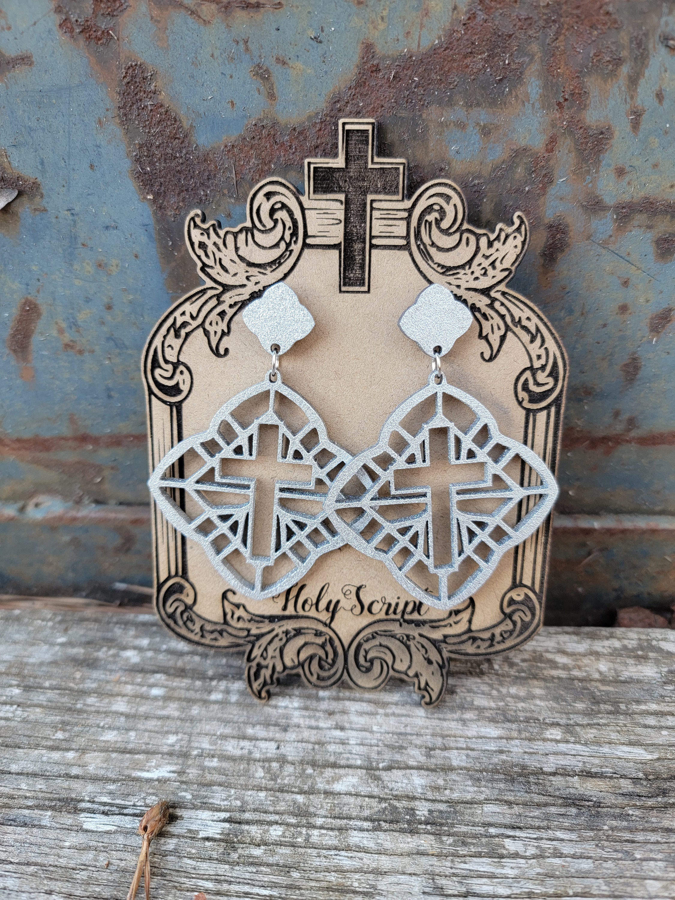 Instant Download SVG PNG Diamond Shaped Cross Earring Faith Based ...