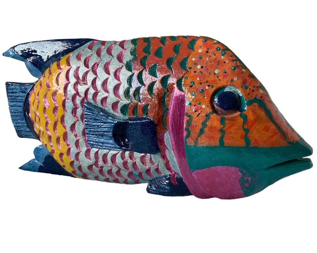 15"długa papuga ryba, ryba drewniana, drewniana ryba - Etsy Polska