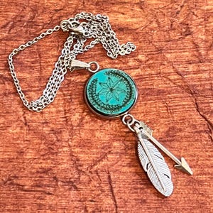 Cherokee Symbol Wood Engraved 20 Mm Metal Bezel Pendant With Metal Drop ...