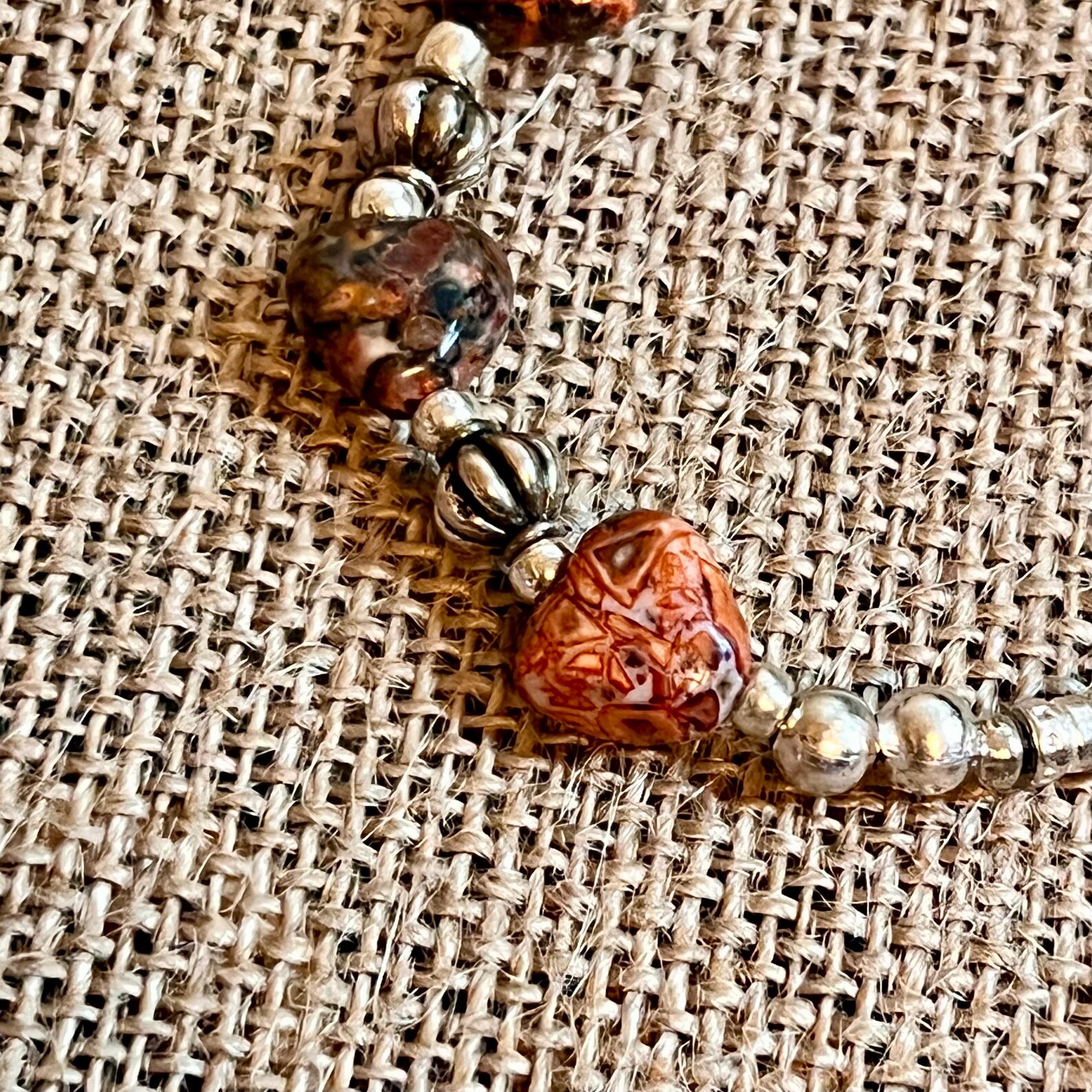 Indigenous Inspired Symbol for Love Charm Heart Jasper and Metal Beads ...