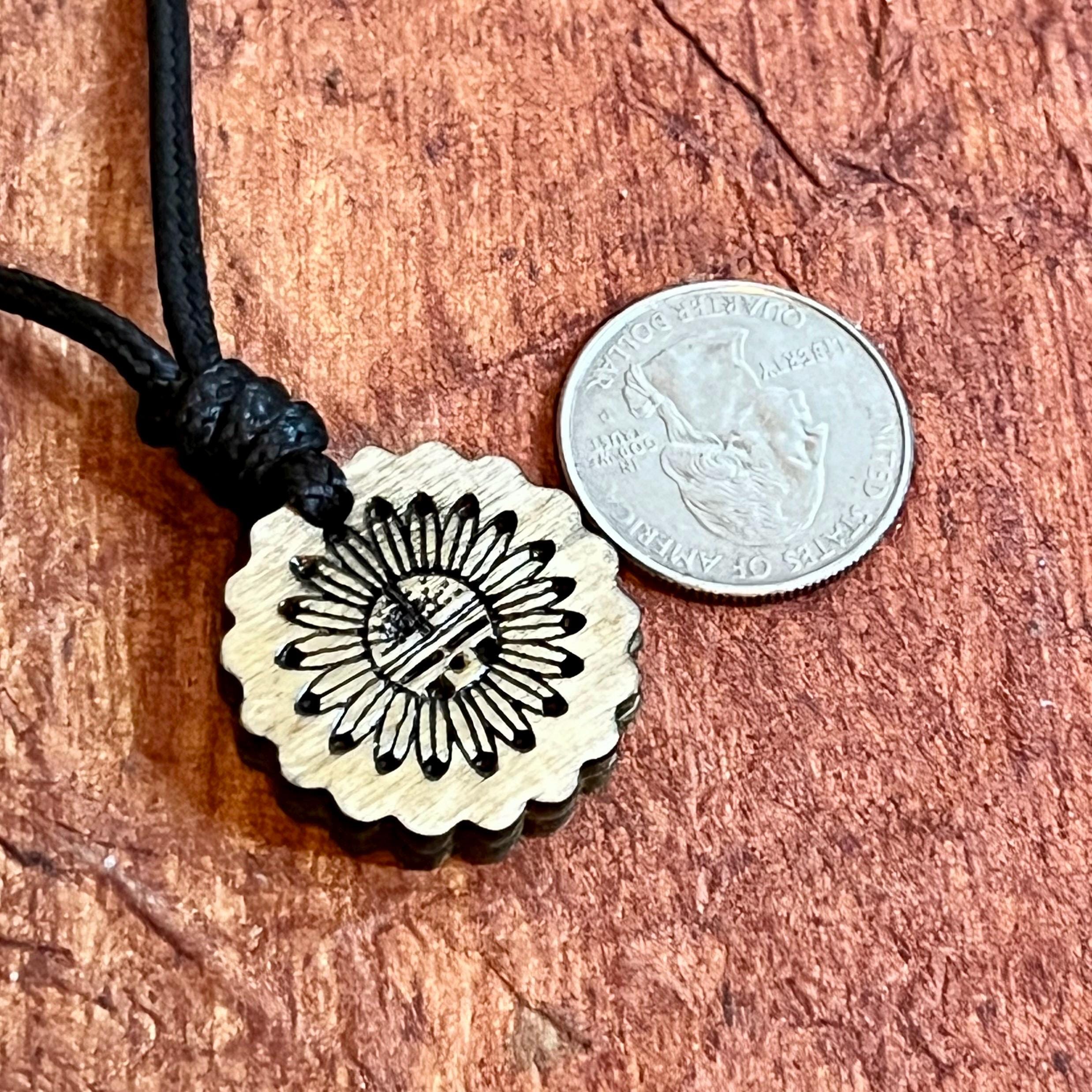 Native American Sun God Tawa Symbol Wood Engraved Pendant Charm ...