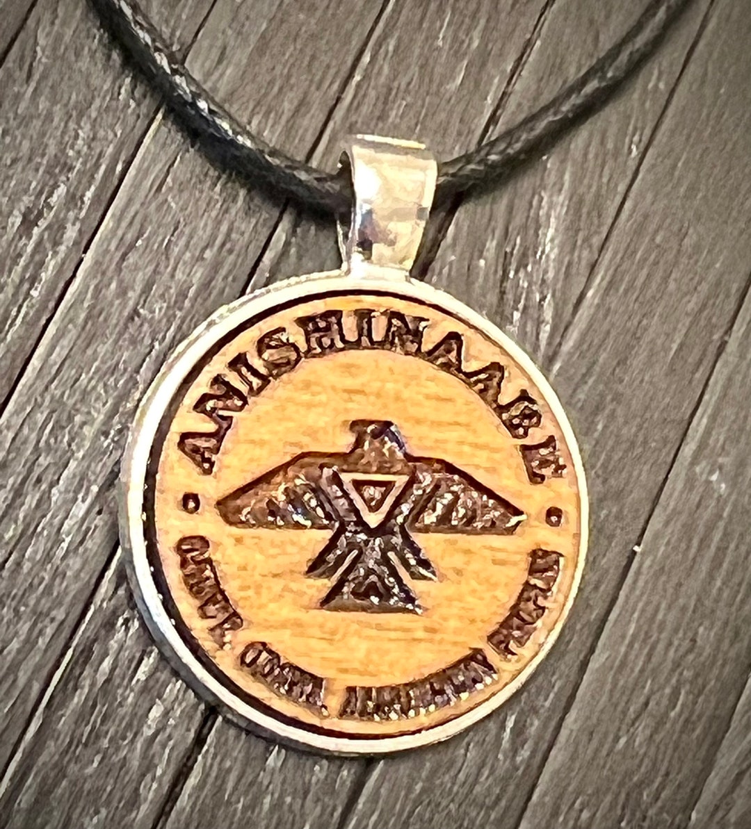 Anishinaabe Thunderbird Engraved Wood Charm Cord Necklace.. - Etsy