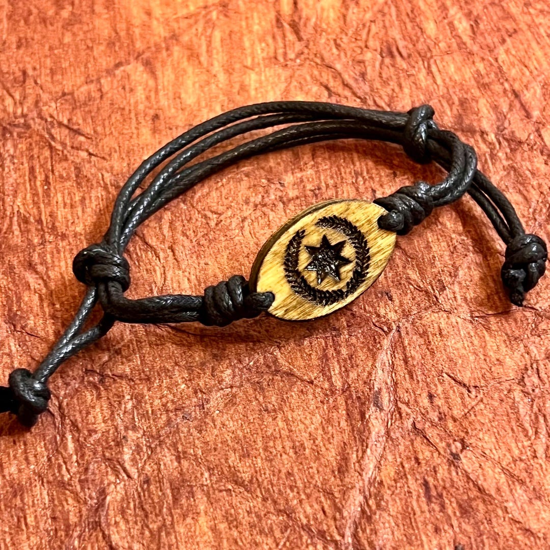 Cherokee Nation Symbol 1 Inch Oval Wood Engraved Pendant Adjustable ...