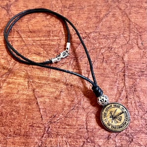 Choctaw Nation Emblem Wood Engraved Metal Bezel Pendant Cord Necklace ...