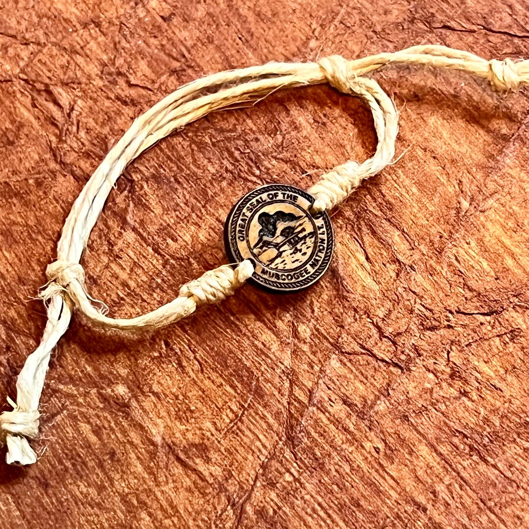 Muscogee Nation Wood Engraved Pendant Adjustable Hemp Cord Bracelet - Etsy