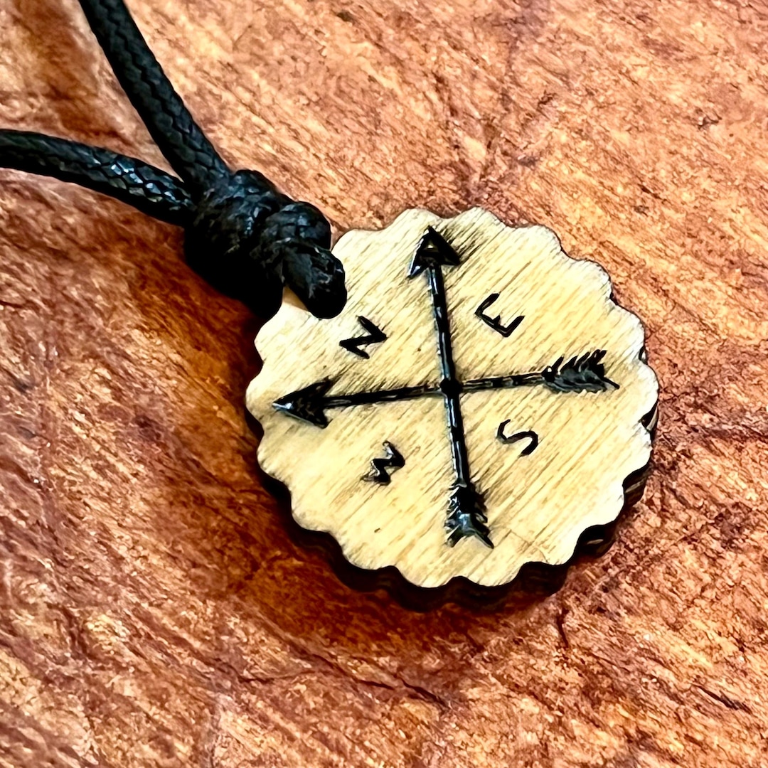 Crossed Arrows Direction Wood Engraved Pendant Charm Adjustable Cord ...