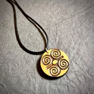 Cherokee Symbol for Strength Wood Engraved Pendant Satin Cord ...