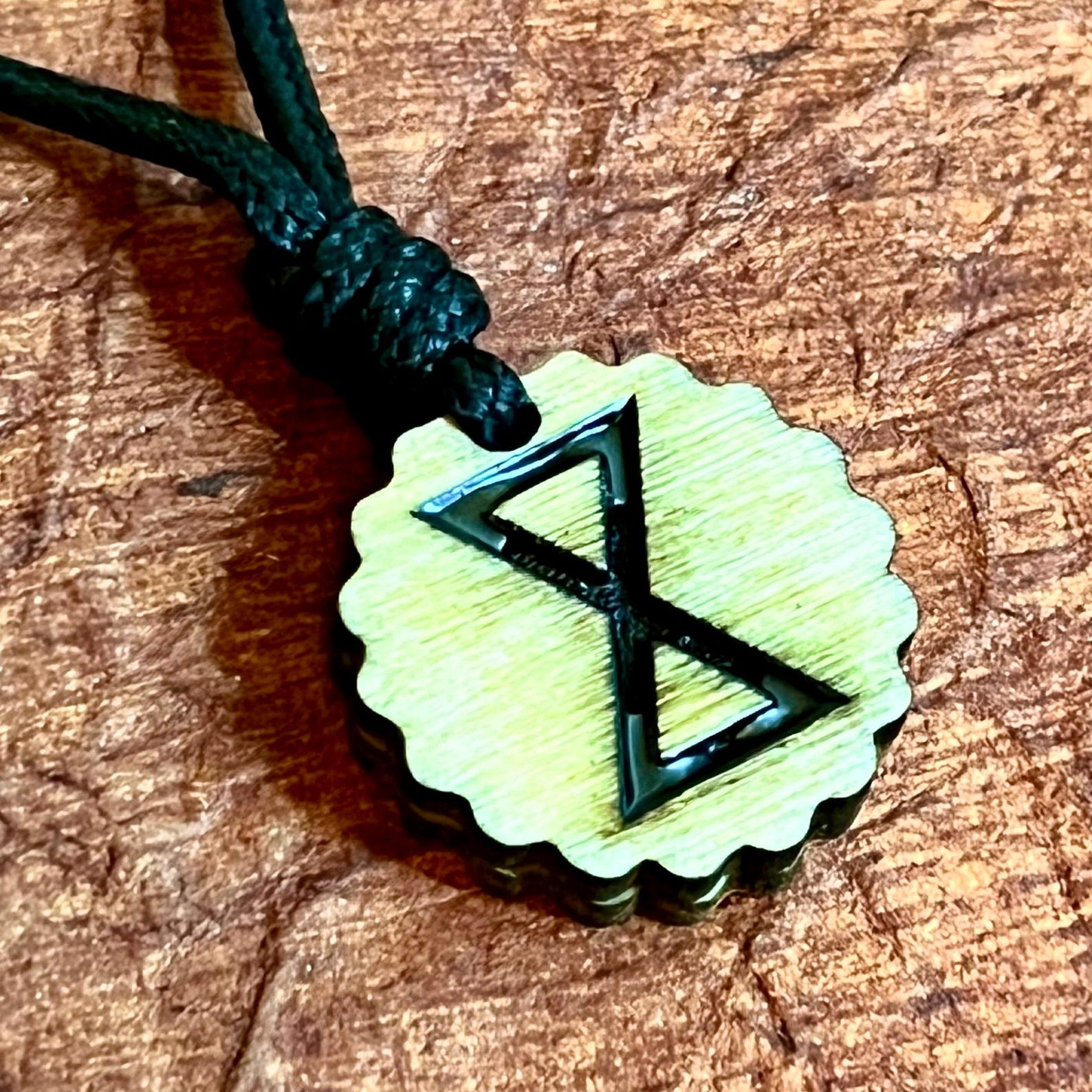 Lakota Sioux Nation Symbol Wood Engraved Pendant Charm Adjustable Cord ...