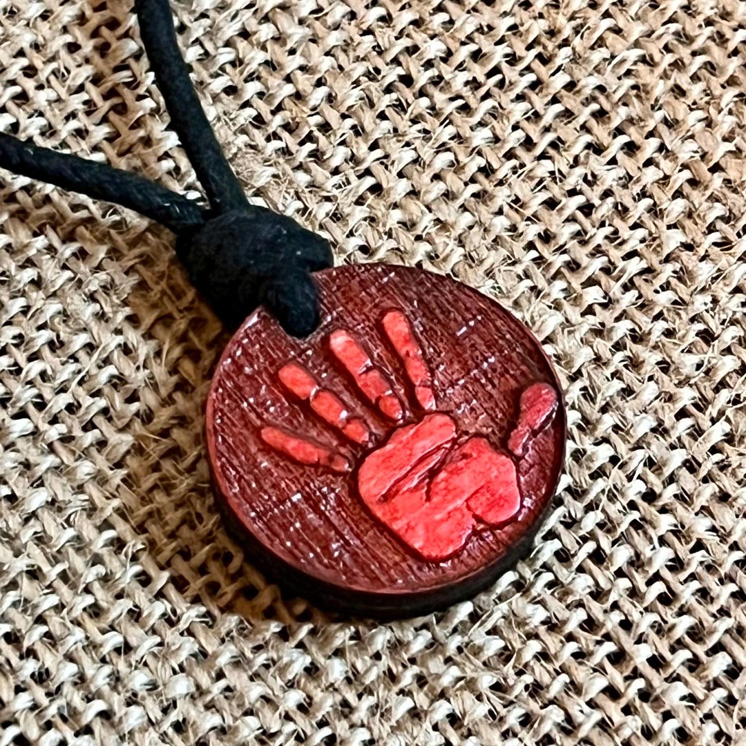 Indigenous Red Hand Mmiw Symbol 2 Sided Wood Engraved Pendant Charm ...