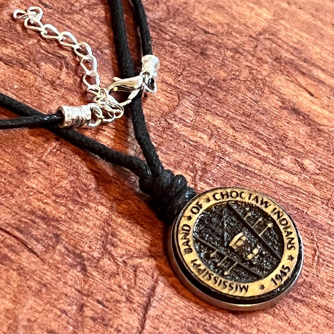 Mississippi Band of Choctaw Indians Symbol Wood Engraved Metal Bezel ...