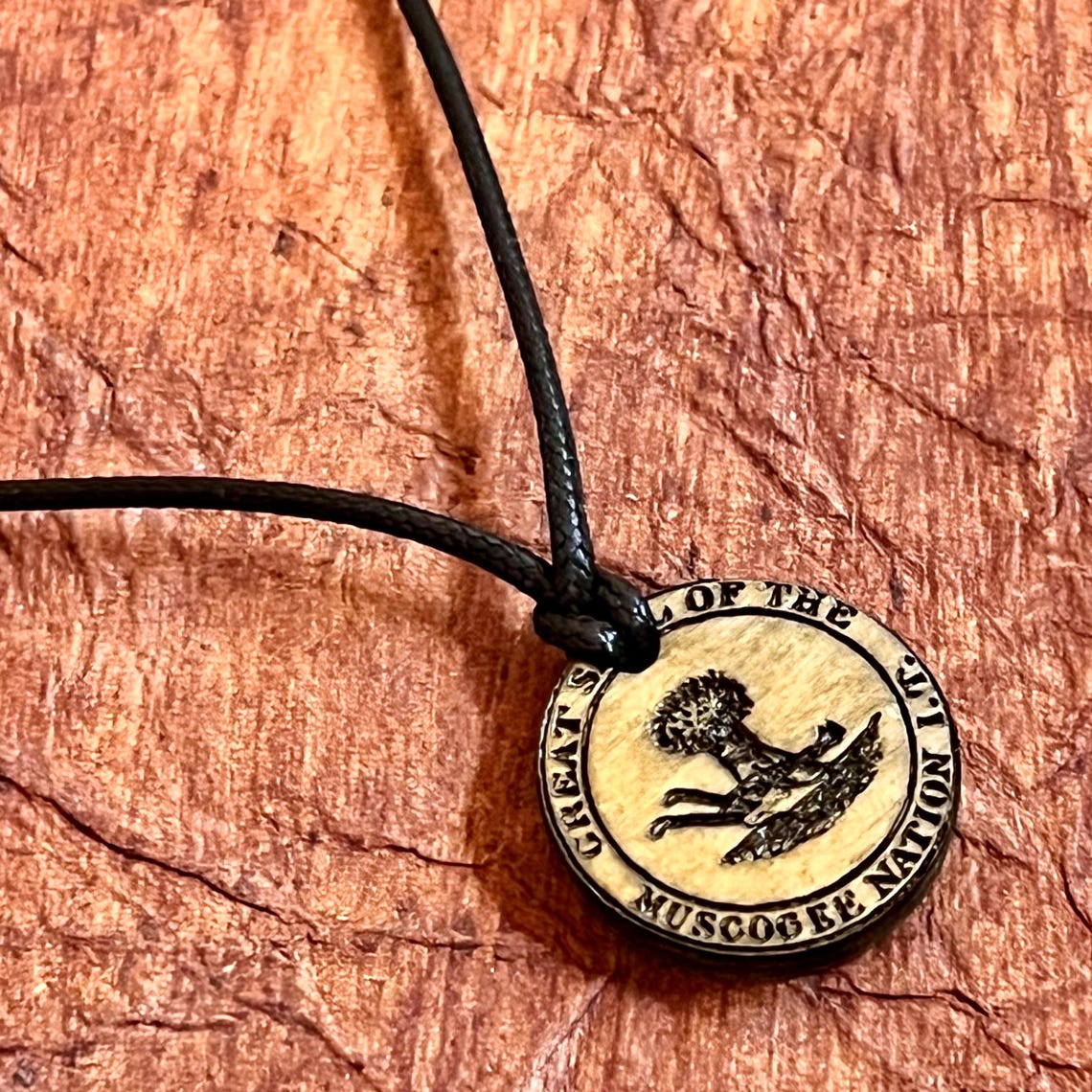 Muscogee Creek Nation Wood Engraved Pendant Charm Adjustable Cord ...