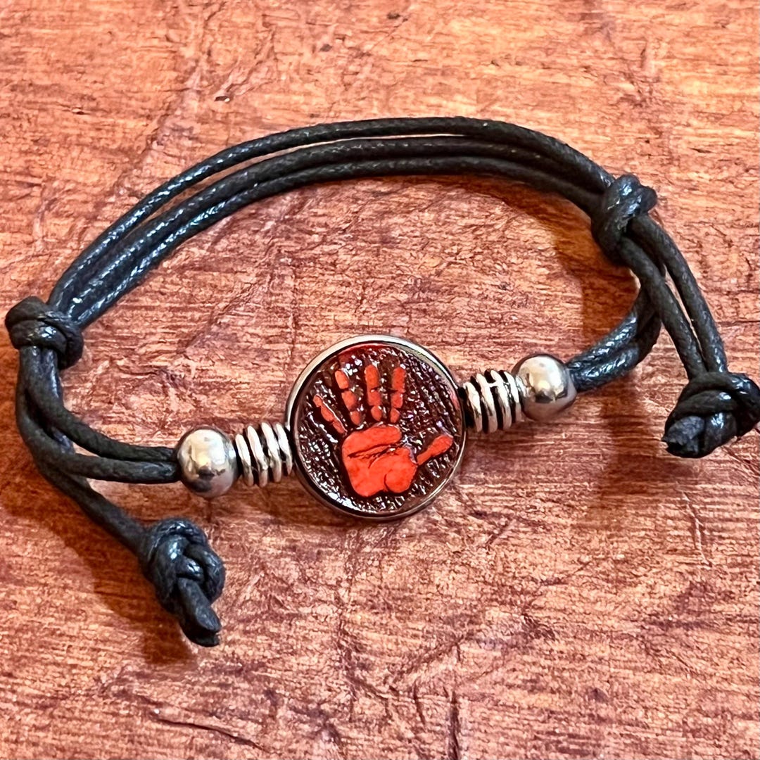 Indigenous Red Hand Mmiw Symbol Wood Engraved Metal Bezel Pendant ...