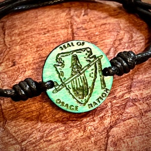 Osage Nation Wood Engraved 1 Inch Pendant Adjustable Cord Bracelet - Etsy