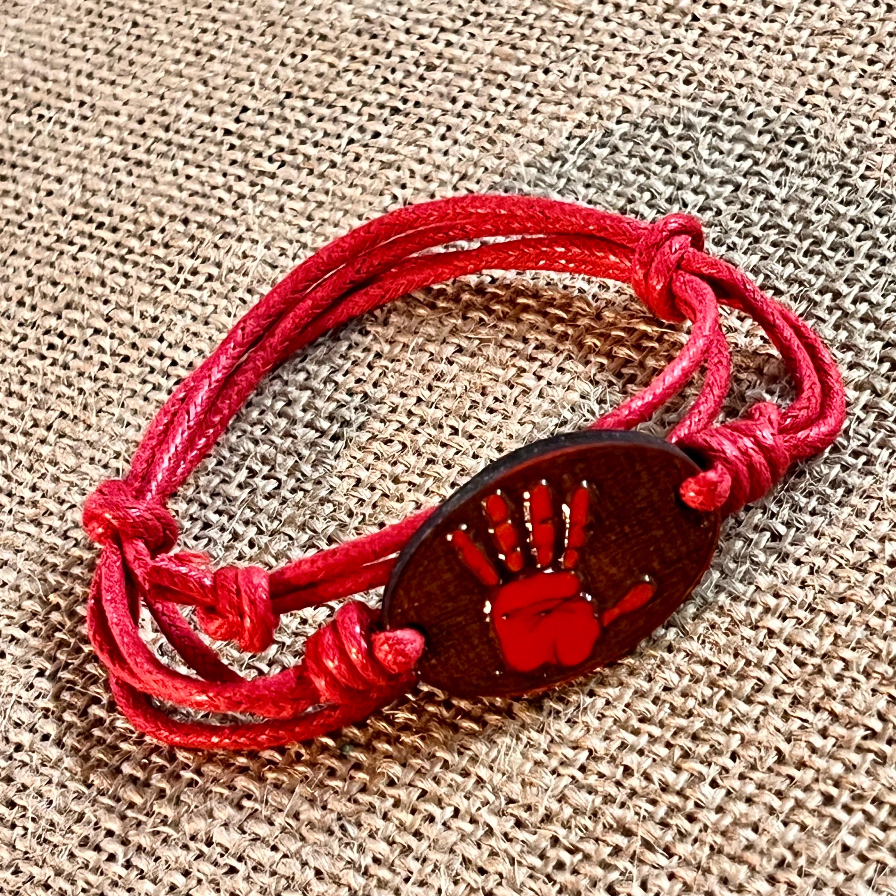 Indigenous Red Handprint Mmiw Symbol Oval Wood Engraved Pendant ...