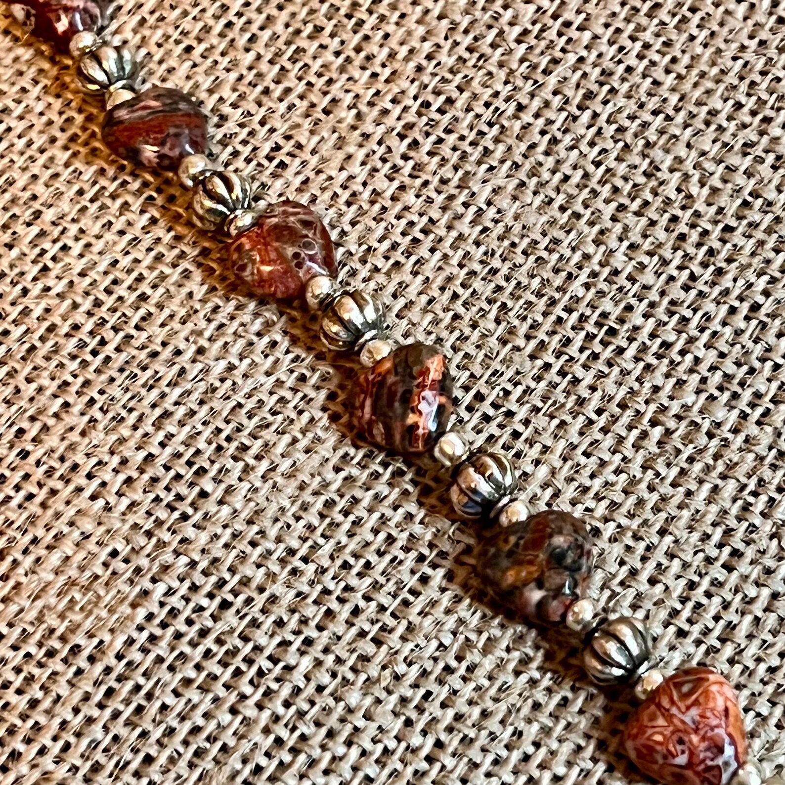 Indigenous Inspired Symbol for Love Charm Heart Jasper and Metal Beads ...