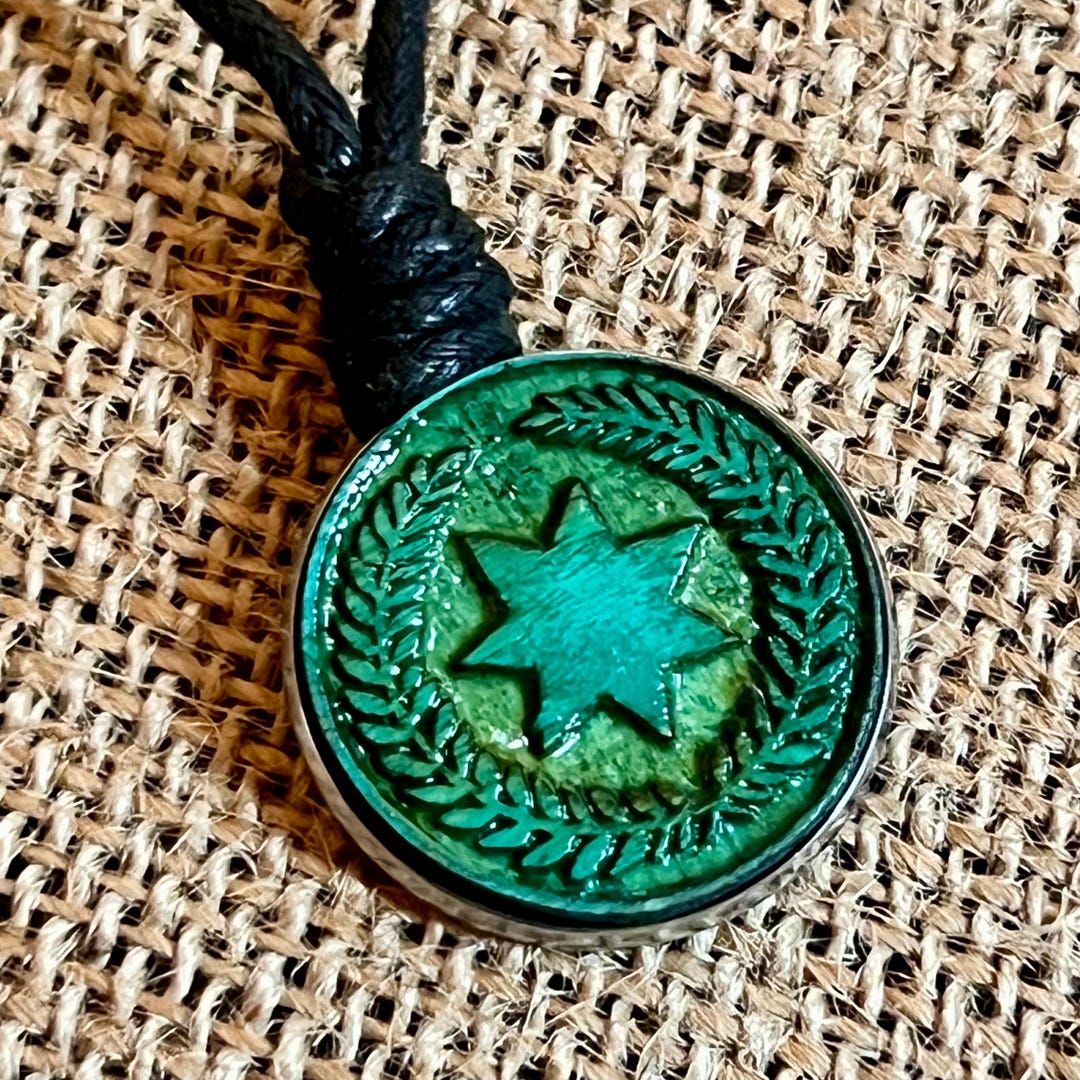 Cherokee Nation Symbol Wood Engraved Metal Bezel Pendant Charm Black ...
