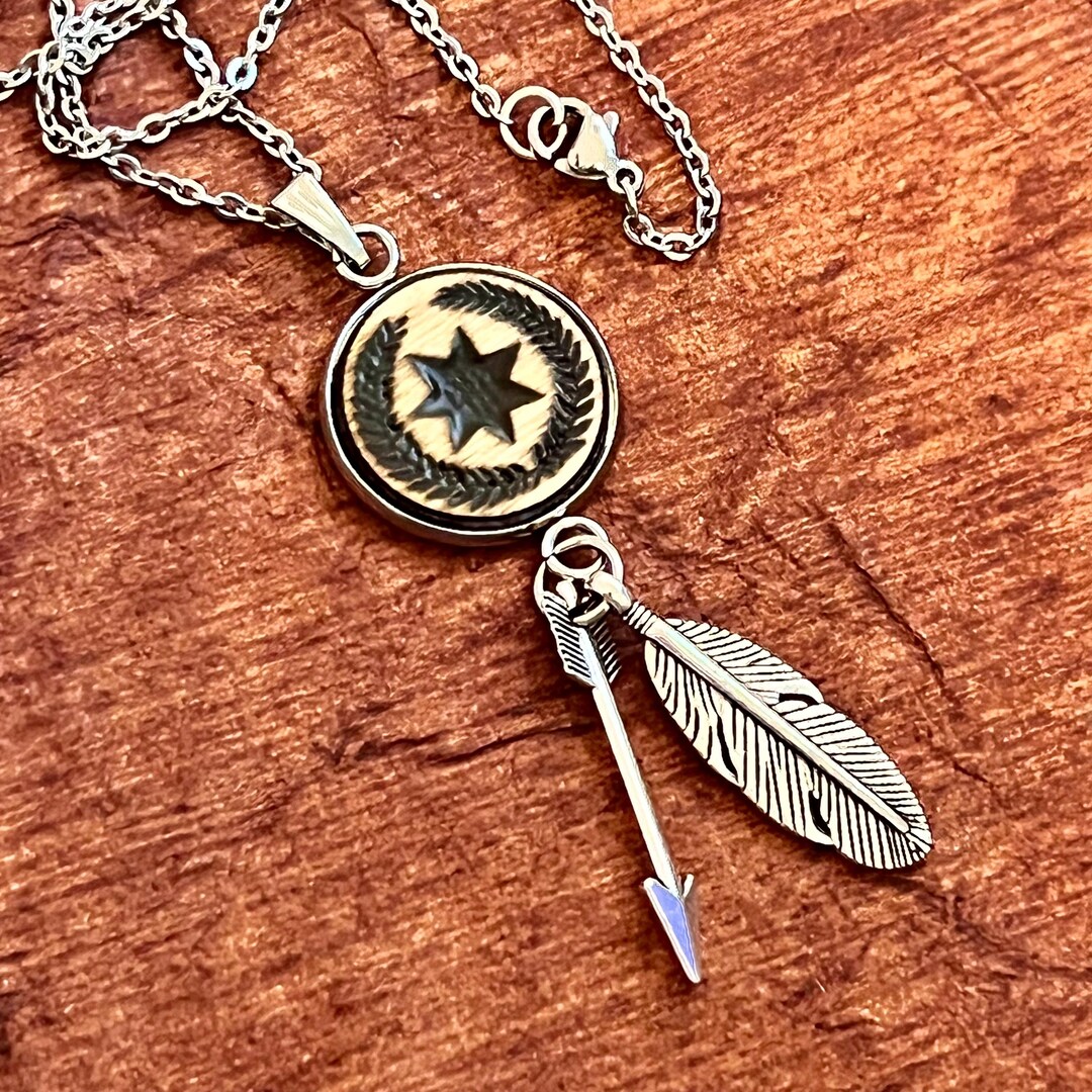 Cherokee Symbol Wood Engraved 20 Mm Metal Bezel Pendant With Metal ...