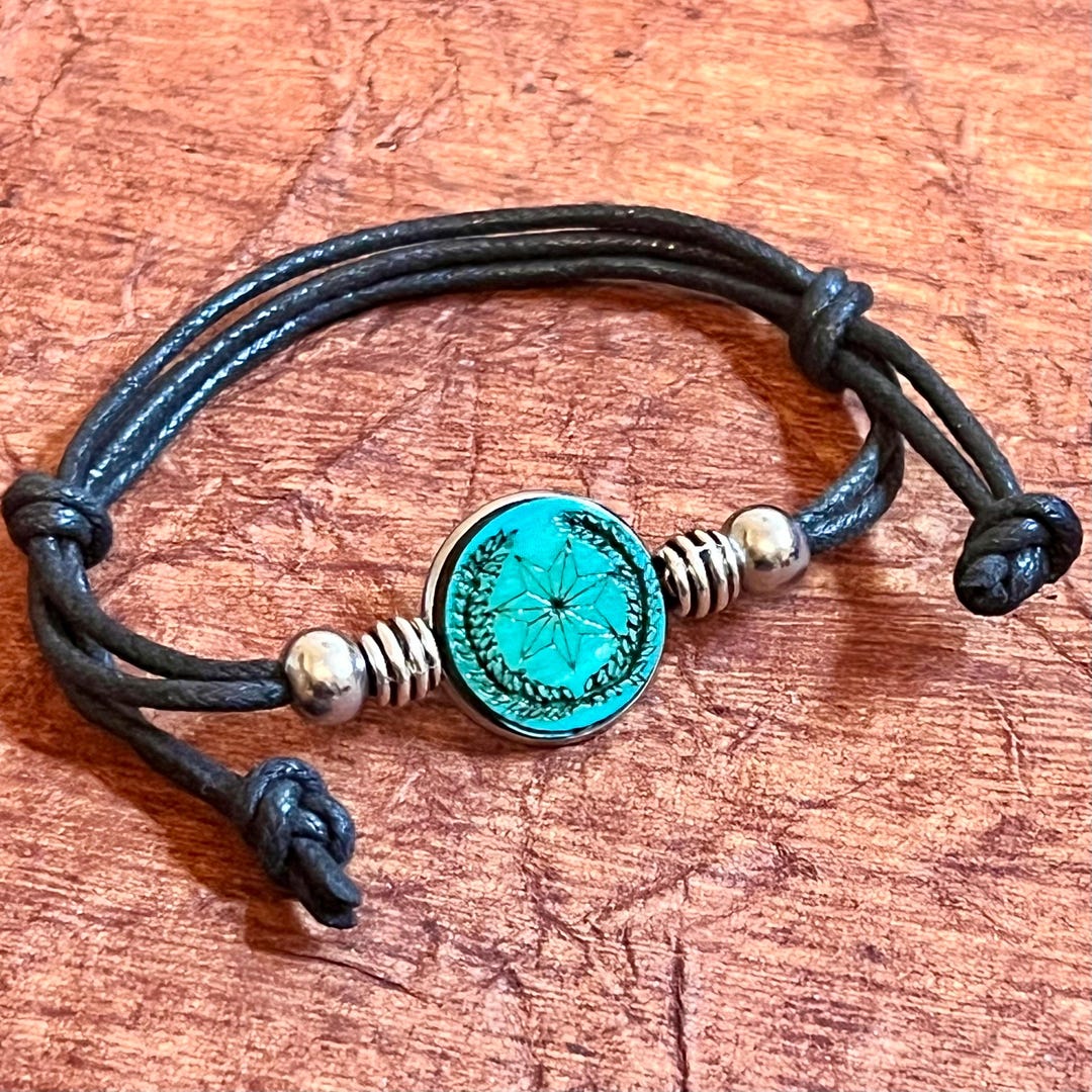 Cherokee Nation Symbol Wood Engraved Metal Bezel Pendant Adjustable ...