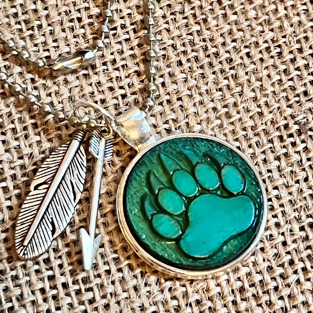 Native Bear Paw Symbol for Protection and Courage Wood Engraved Metal ...
