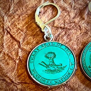 Muscogee Creek Nation Inspired Wood Engraved Metal Bezel Earring Set - Etsy