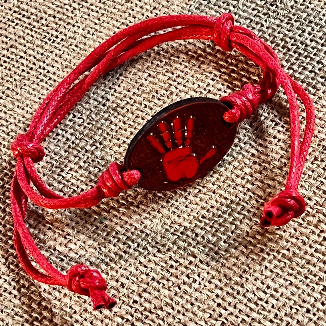 Indigenous Red Handprint Mmiw Symbol Oval Wood Engraved Pendant ...