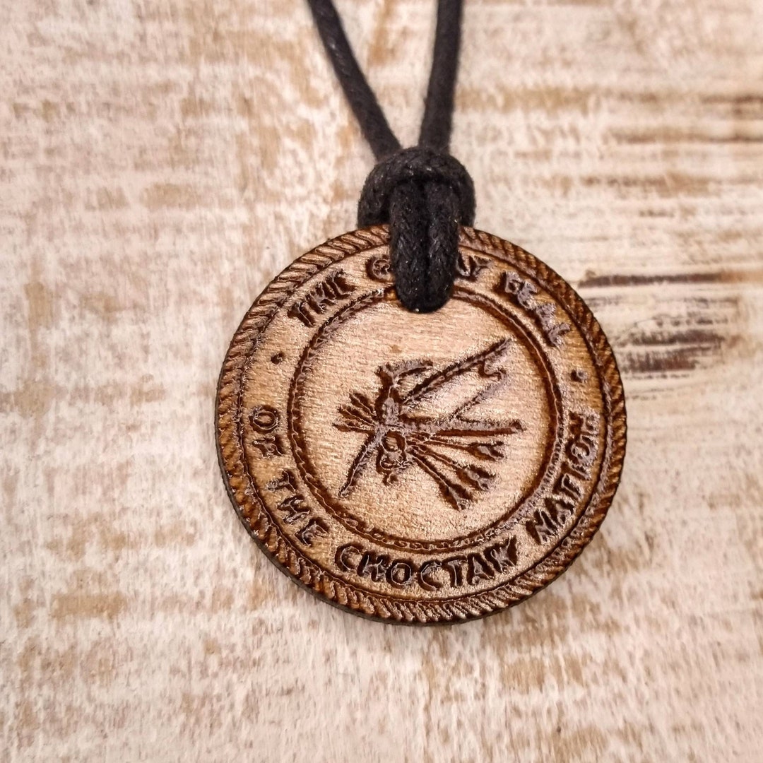 The Choctaw Nation Engraved Wood Charm Cord Necklace In - Etsy