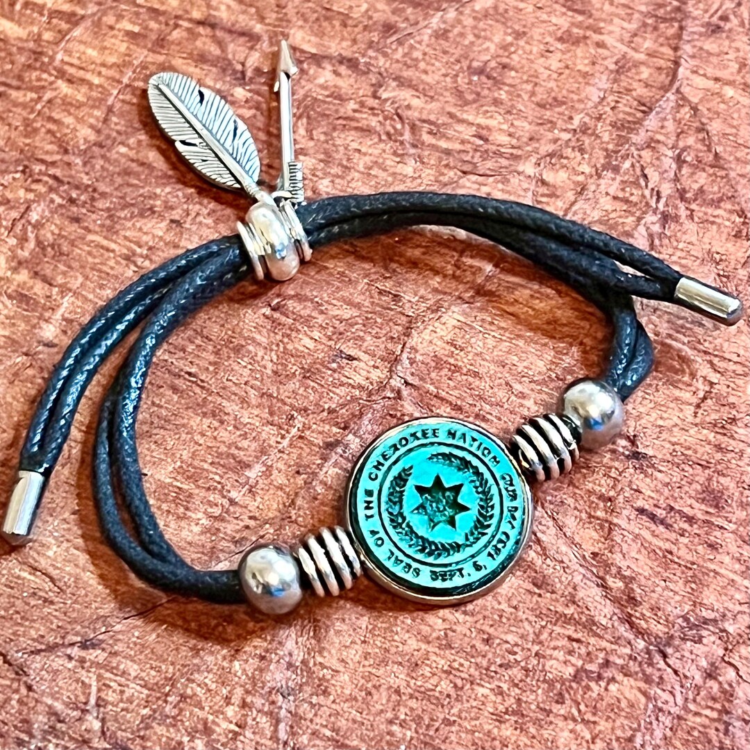 Cherokee Nation Wood Engraved Metal Bezel Pendant Adjustable Cord ...