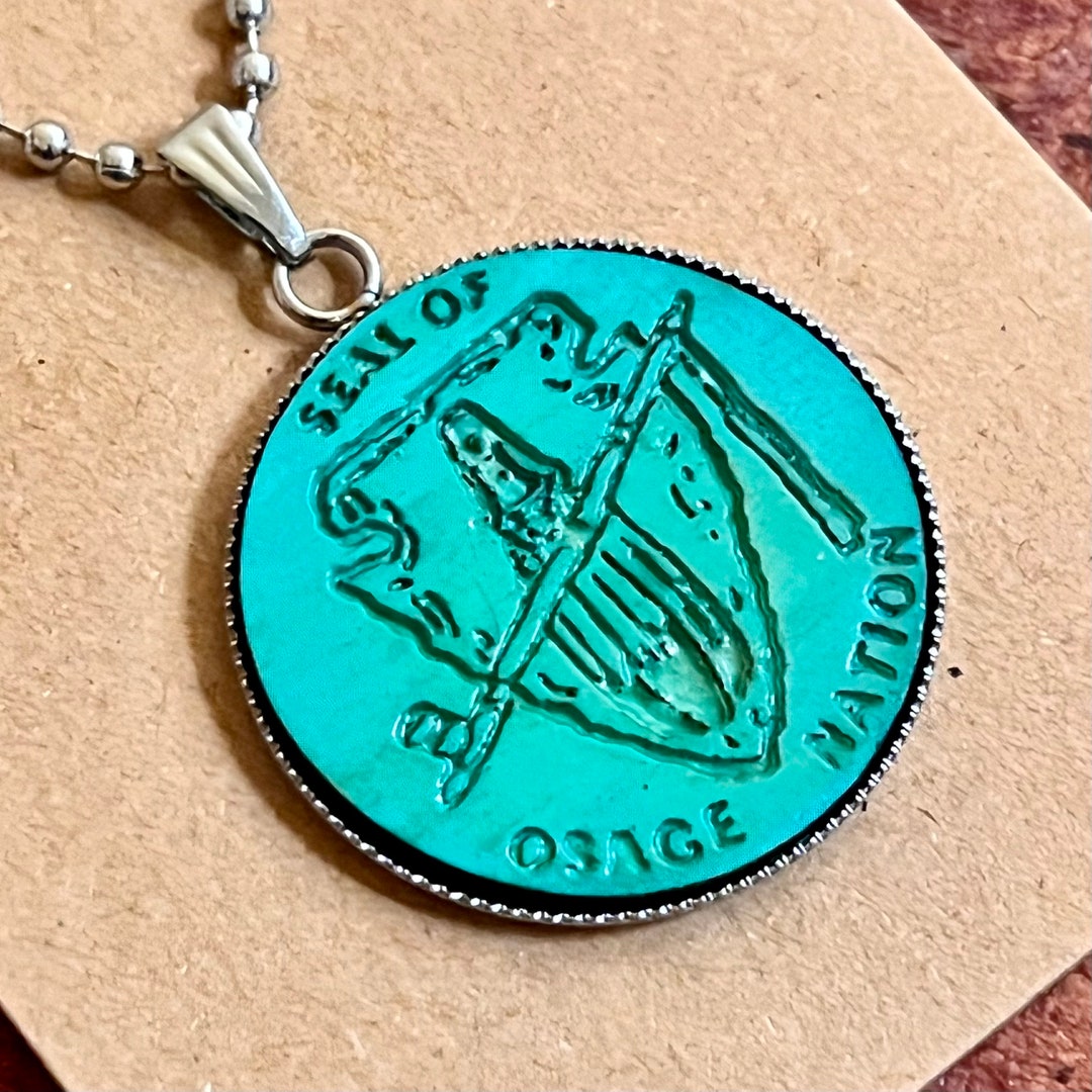 Osage Nation Wood Engraved Metal Bezel Pendant Ball Chain Necklace - Etsy